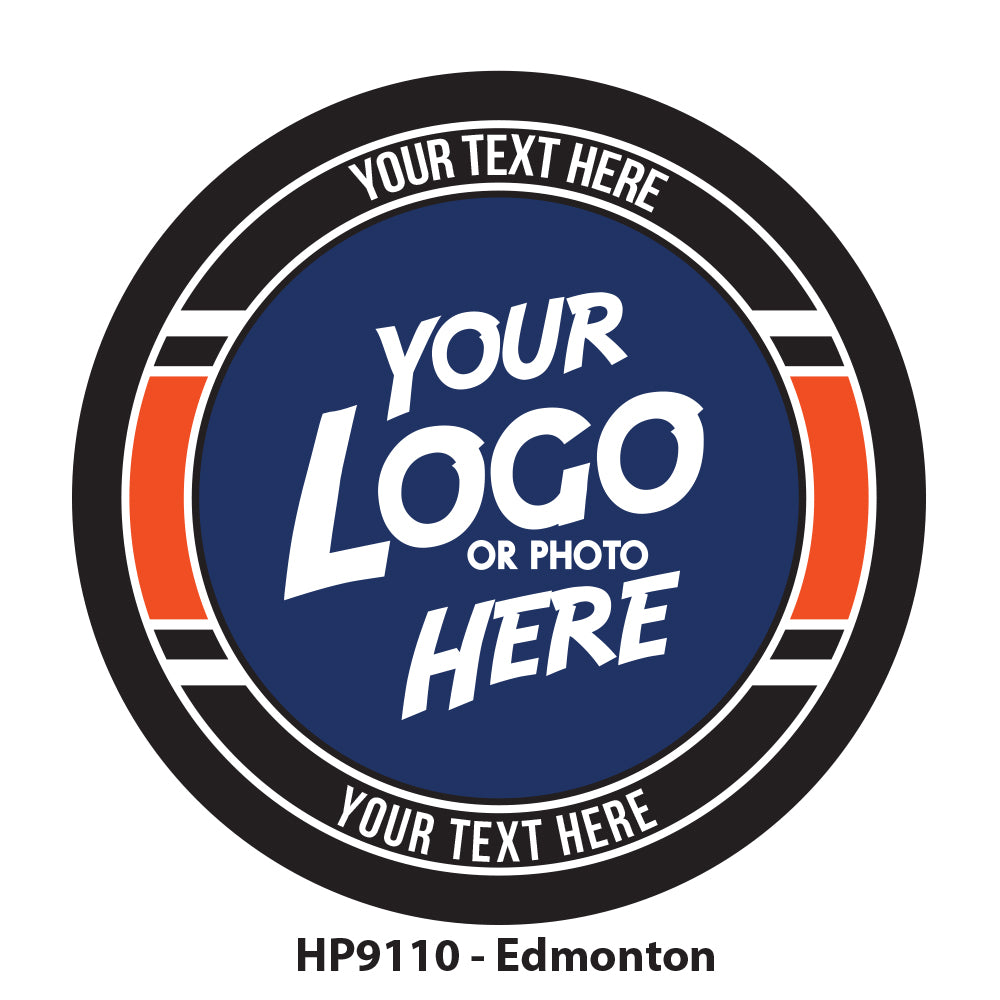 HP9110 - Edmonton Hockey Colors Logo Puck – hockeypucks.com